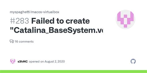 Failed To Create Catalinabasesystemvdi · Issue 283 · Myspaghetti