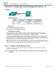 Lab Configuring A Switch Management Address PT Docx Lab Configuring A