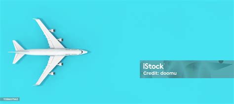 디자인을 위한 빈 공간을 가진 백색 제트기 여객의 비행기의 평면도 3d 렌더링 관광에 대한 스톡 사진 및 기타 이미지 관광