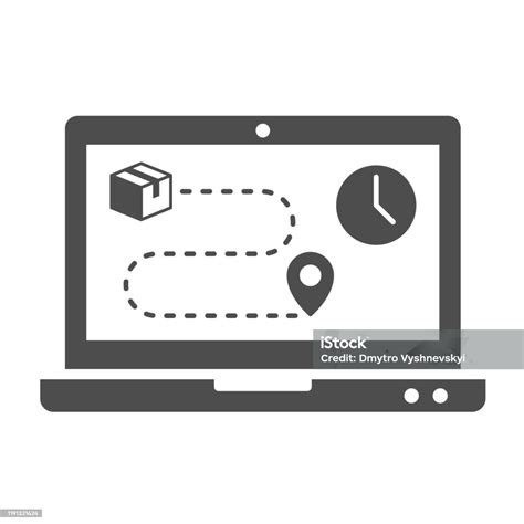 흰색 배경에 격리된 온라인 배달 서비스 벡터 아이콘입니다 배달 상태 와 시간을 보여주는 익스프레스 배달 응용 프로그램과 노트북 웹 모바일 및 Ui 디자인을 위한 배달
