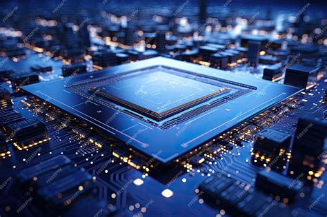 Premium Ai Image Powerful Quantum Cpu On Pcb Motherboard With Data Transfers