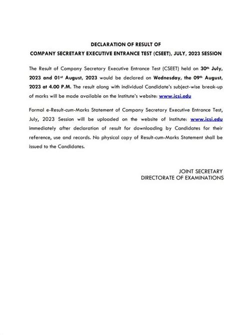 ICSI CSEET Result July Out Live Updates Get Direct Link To Download CSEET Result Here