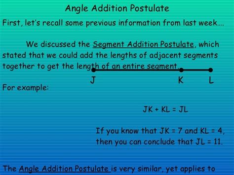 Angle Addition Postulate Definition Geometry Jequst