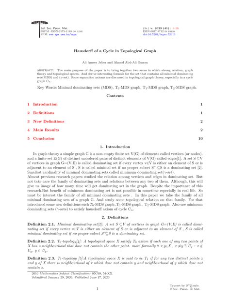 Pdf Hausdorff Of A Cycle In Topological Graph
