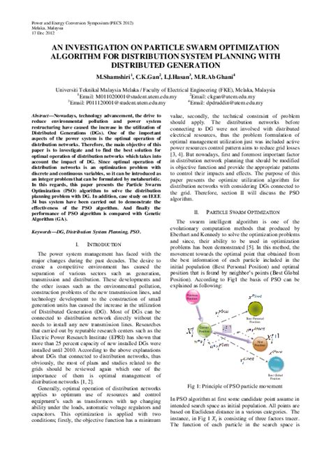 pdf an investigation on particle swarm optimization algorithm for