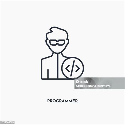 程式師大綱圖示簡單的線性元素圖示白色背景上的隔離線程式設計器圖示細描邊符號可用於 Web移動和 Ui向量圖形及更多互聯網圖片 Istock