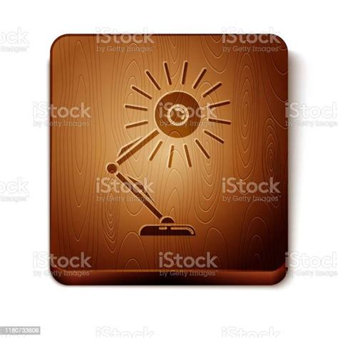 갈색 테이블 램프 아이콘 흰색 배경에 격리 테이블 사무실 램프입니다 나무 사각형 버튼입니다 벡터 일러스트레이션 0명에 대한 스톡