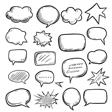 Handdrawn Comic Speech Bubbles In Various Shapes And Styles Premium