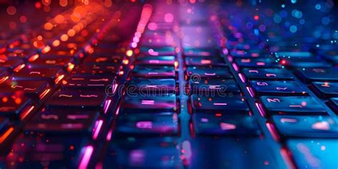 Closeup Of Computer Keyboard With Coding Symbols And Screen Reflection