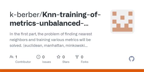 github k berber knn training of metrics unbalanced tasks in the