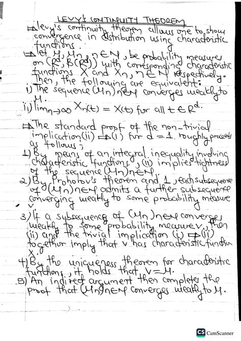 Levys Continuity Theorem Actuarial Science Studocu