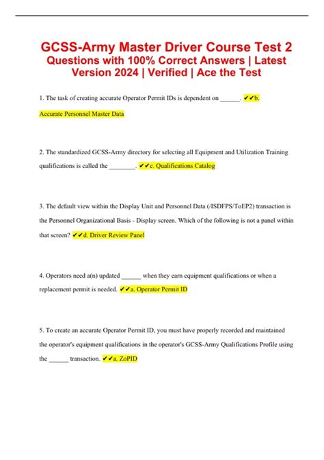 Gcss Army Master Driver Course Test 2 Questions With 100 Correct Answers Latest Version 2024