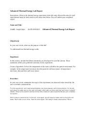 Thermal Energy Lab Report Docx Advanced Thermal Energy Lab Report Instructions Observe The