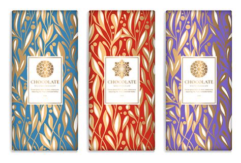 추상적인 스타일의 초콜릿 바 포장 디자인의 다채로운 세트 장식 요소와 벡터 고급 템플릿 배경 과 벽지에 사용할 수 있습니다