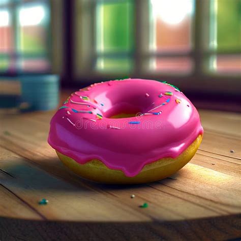 Pink Donut Ai Generated Realistic Illustration Of A Pink Donut Stock
