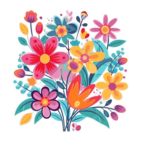 화려한 꽃 스티커 클립 아트 마틴 Boerma 만화에 의해 다채로운 꽃 벡터 일러스트 레이 션 상표 클립 아트 Png 일러스트 및 벡터 에 대한 무료 다운로드