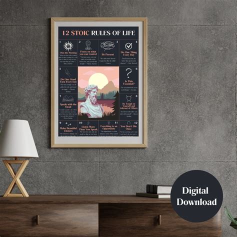 12 Stoic Rules Of Life Poster Inspirational Wall Art Stoic