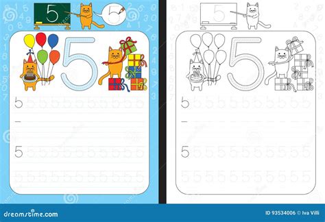 Numbers Tracing Worksheet Stock Vector Illustration Of Dexterity