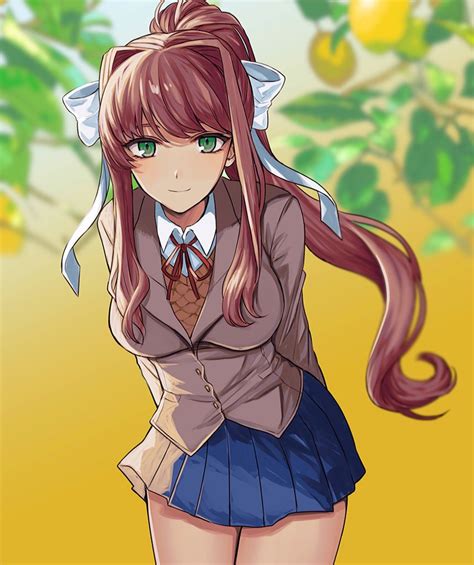 Monika Leaning In Doki Doki Literature Club Аниме девушка Фэндомы
