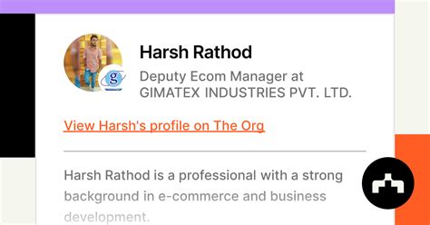 Harsh Rathod Deputy Ecom Manager At Gimatex Industries Pvt Ltd The Org