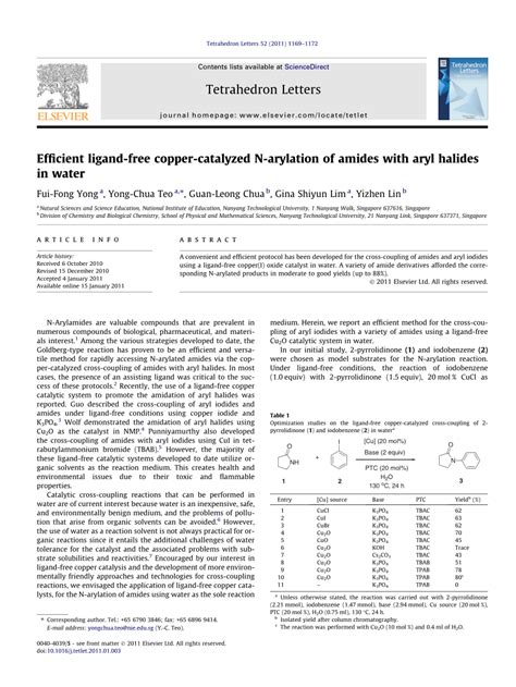 Pdf Cheminform Abstract Efficient Ligand Free Copper Catalyzed N Arylation Of Amides With