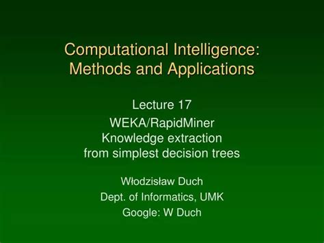 Ppt Computational Intelligence Methods And Applications Powerpoint