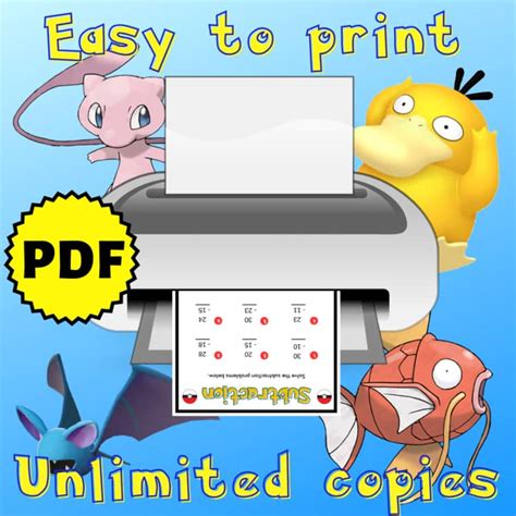 Pokémon Math Mastery Ultimate Addition And Subtraction Worksheet Bundle