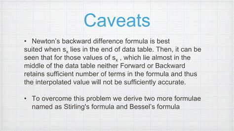Newton Backward Interpolation Pptx