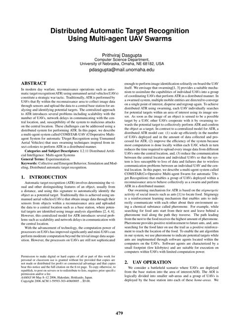 Pdf Distributed Automatic Target Recognition Using Multi Agent Uav Swarms