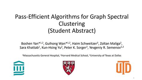 underline pass efficient algorithms for graph spectral clustering