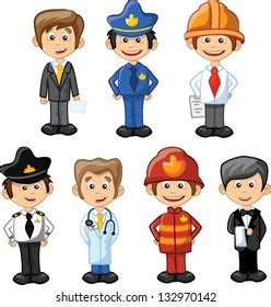 Cartoon Characters Different Professions Stock Vector Royalty Free