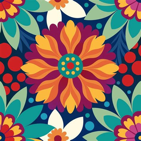 Abstract Colorful Flower Seamless Pattern Vector Art And Illustration