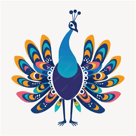 Colorful Stylized Peacock Illustration Premium Ai Generated Vector