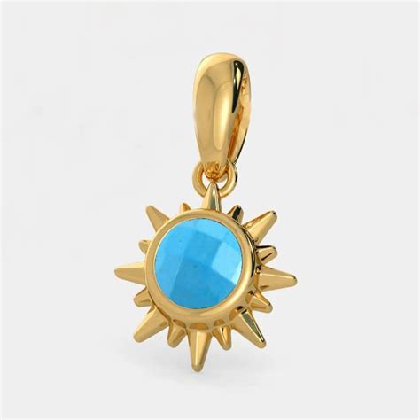 Turquoise Round Shape Gemstone Pendant Sunshine Collate Set Gold