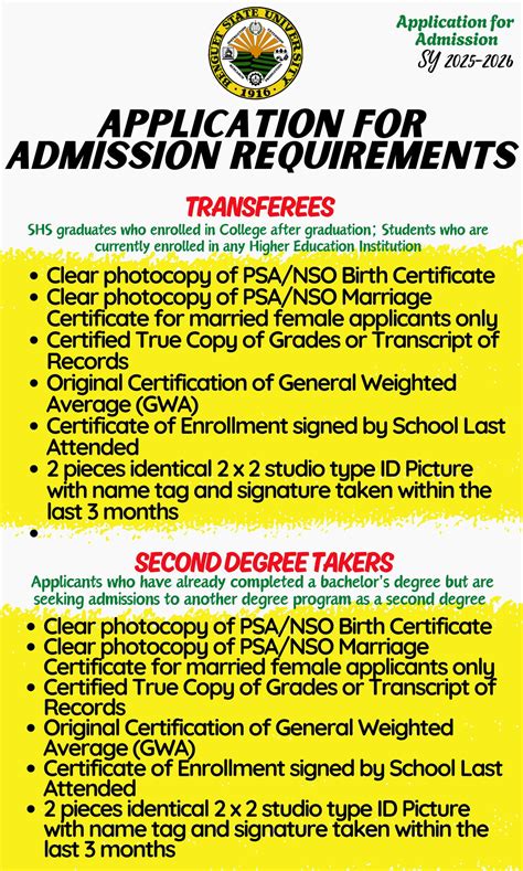 Bsu Opens Application For Admission For 1st Sem Sy 2025 2026 Benguet State University