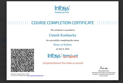 Completed Python Course By Infosys Umesh Kushwaha Posted On The Topic Linkedin