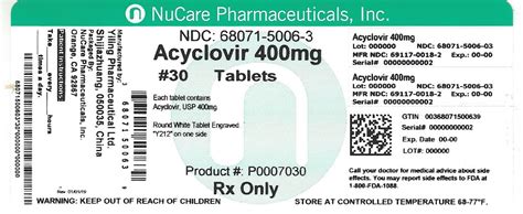 Fda Label For Acyclovir Indications Usage And Precautions