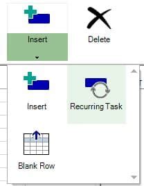 Insert Recurring Task Project Plan
