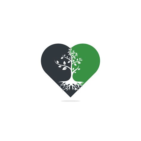 Tree Roots Heart Shape Concept Vector Logo Design Vector Tree With Roots Logo Element