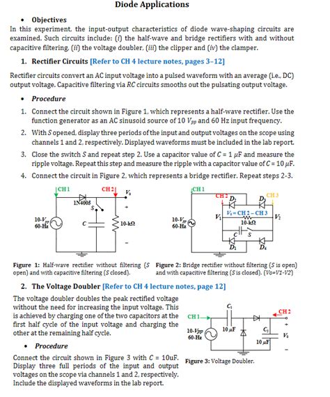 Solved Diode Applications Objectives In This Experiment Chegg