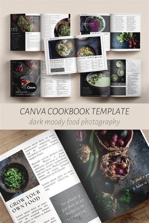 dark moody canva cookbook template canva templates for bloggers