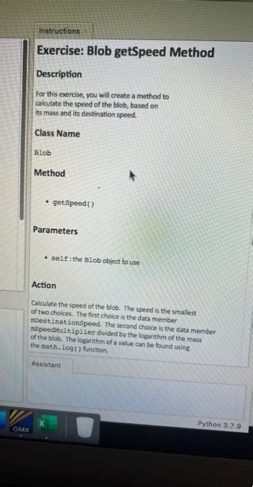 solved exercise blob getspeed method description for this