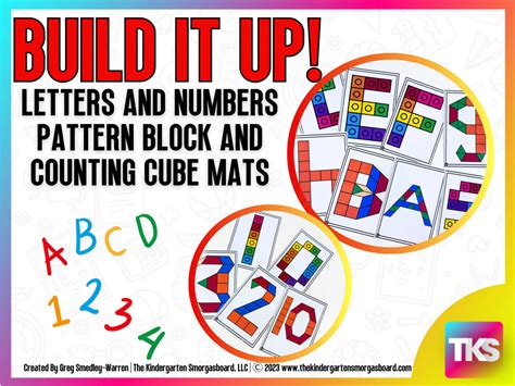 build it up letters and numbers pattern block and counting cube mats the kindergarten