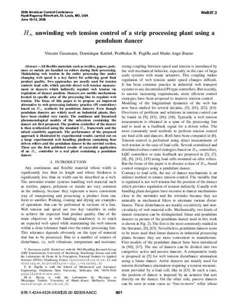 Pdf H∞ Unwinding Web Tension Control Of A Strip Processing Plant