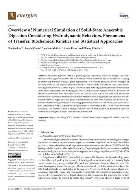 Pdf Overview Of Numerical Simulation Of Solid State Anaerobic Digestion Considering