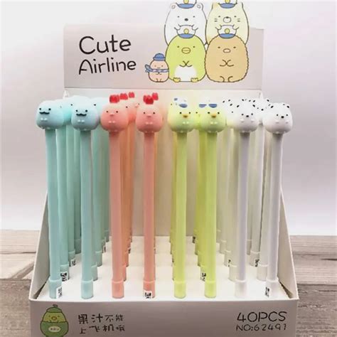 40 개 젤 펜 만화 코너 생물 검은 색 카와이 젤 잉크 펜 쓰기에 대 한 귀여운 편지지 Office 학교 용품gel Pengel Pens Cartoonpen Gel