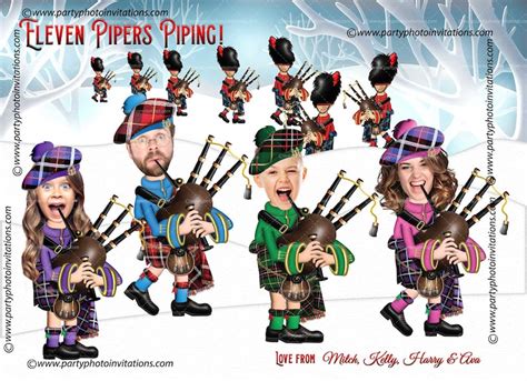 Eleven Pipers Piping Company Christmas Card 12 Days Of Christmas