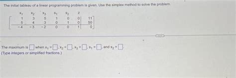 Solved The Initial Tableau Of A Linear Programming Problem