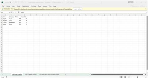 How To Freeze The Top Row And The First Column Using Xlsxwriter Geeksforgeeks