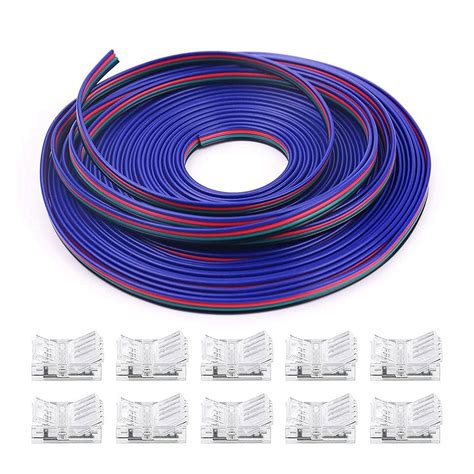 16 4Ft RGB LED Wire 22 AWG 4Pin RGB Wire With Connector 22 Gauge 4 Colors RGB For RGB LED Strips